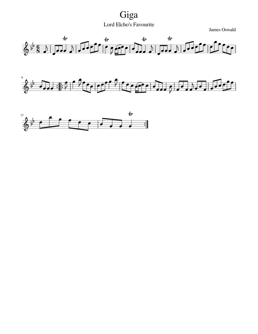 James Oswald - Giga Sheet music for Piano (Solo) | Musescore.com