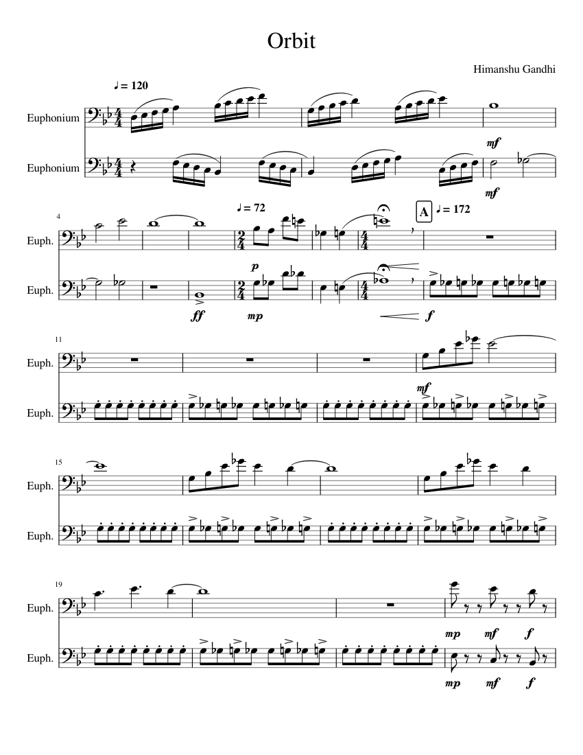 Orbit Sheet music for Euphonium (Brass Duet) | Musescore.com