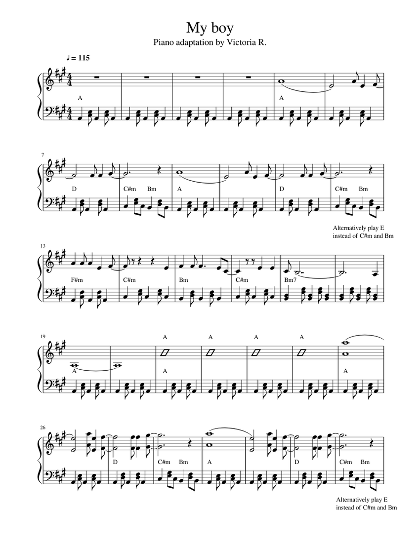 My boy Sheet music for Piano (Solo) | Download and print in PDF or MIDI ...
