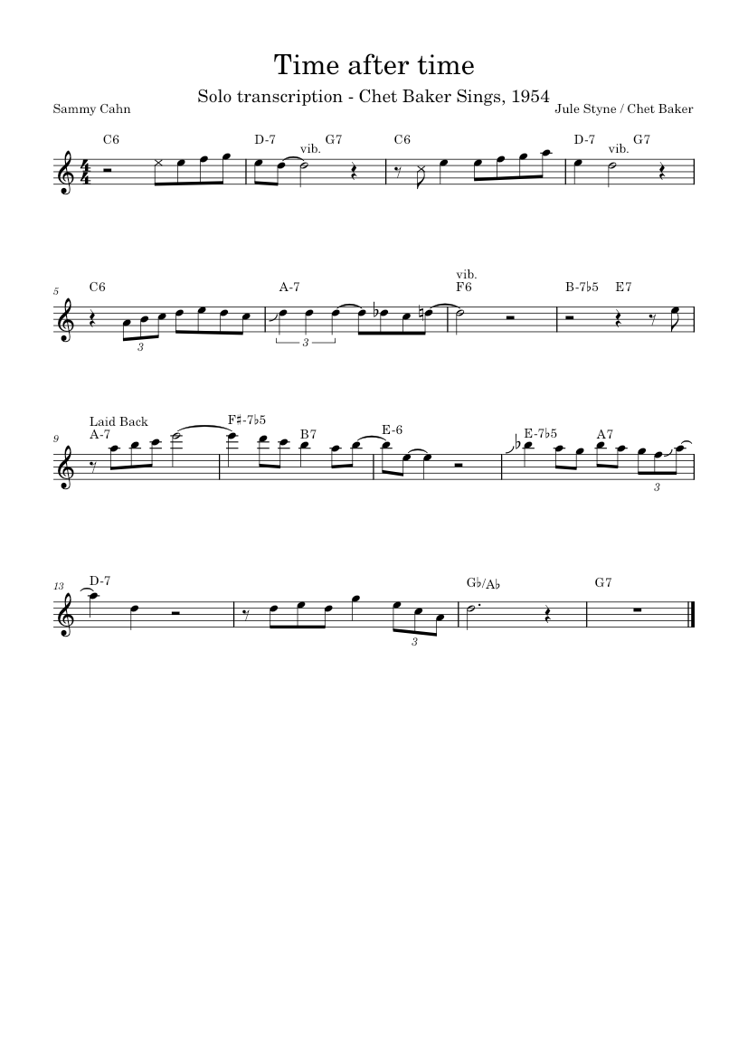 Time after time – Chet Baker Sings Sheet Music with Chords for Piano ...