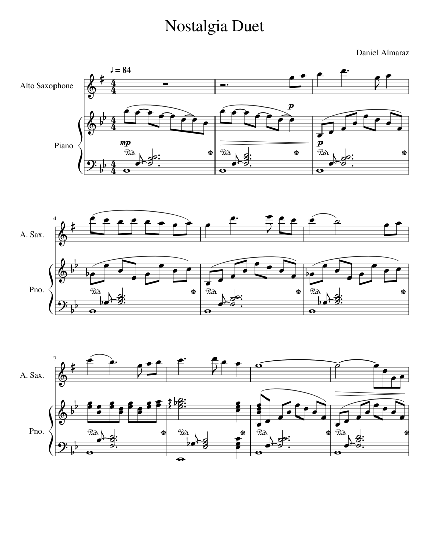 Nostalgia Duet Sheet music for Piano, Saxophone alto (Solo) | Musescore.com
