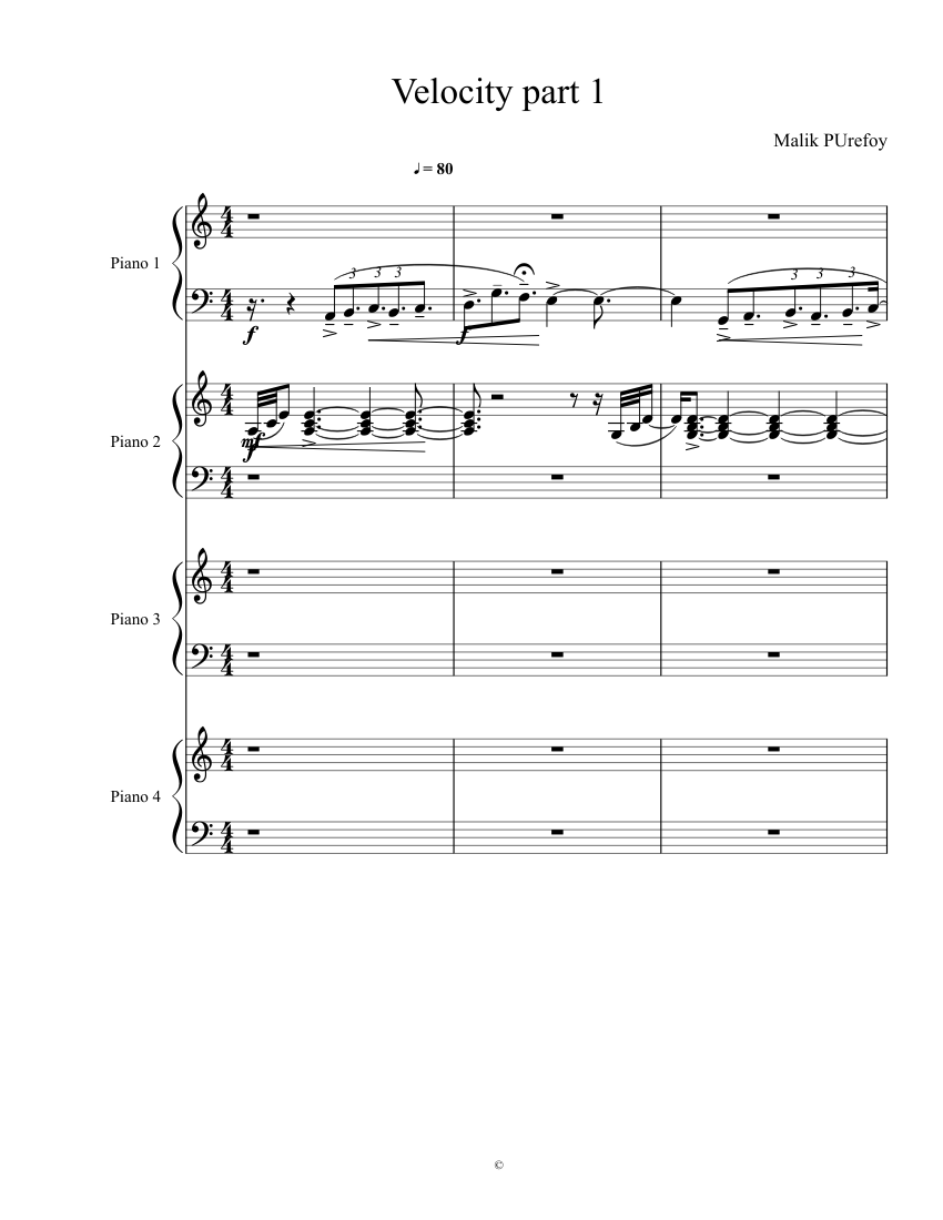 Velocity pt1 Sheet music for Piano (Mixed Quartet) | Musescore.com