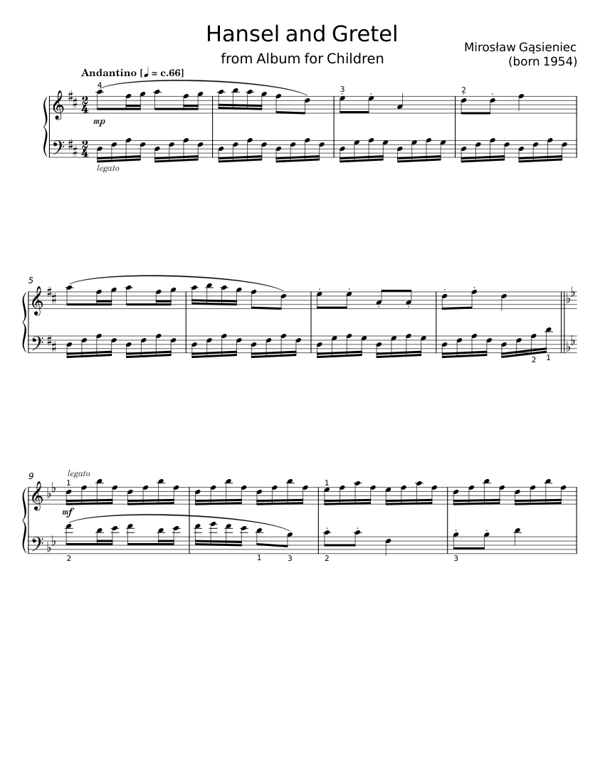 Hansel and Gretel Sheet Music for Piano (Solo) | MuseScore.com