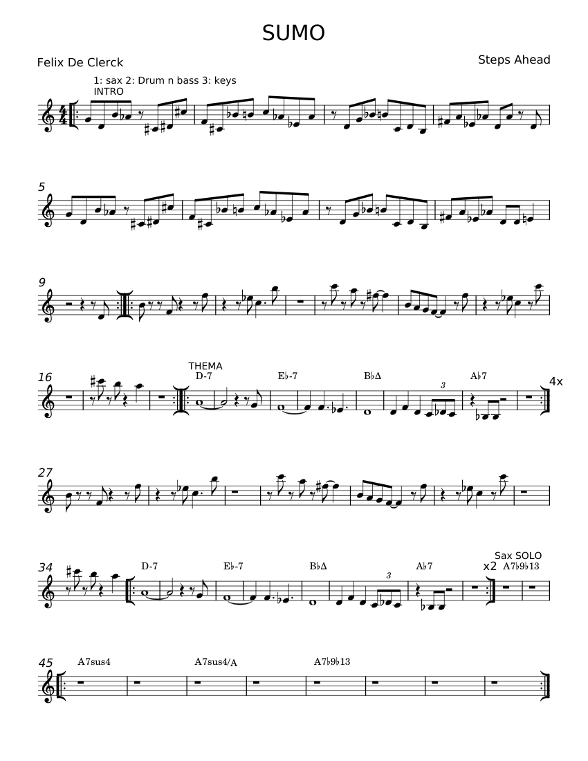 SUMO - Steps Ahead Sheet Music with Chords for Bass guitar (Solo ...