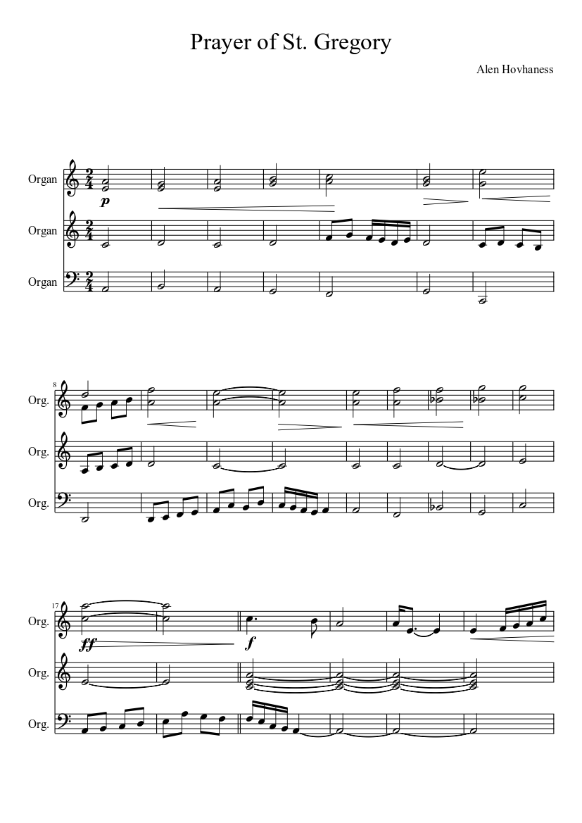 Prayer of St. Gregory Sheet music for Organ (Mixed Trio) | Musescore.com
