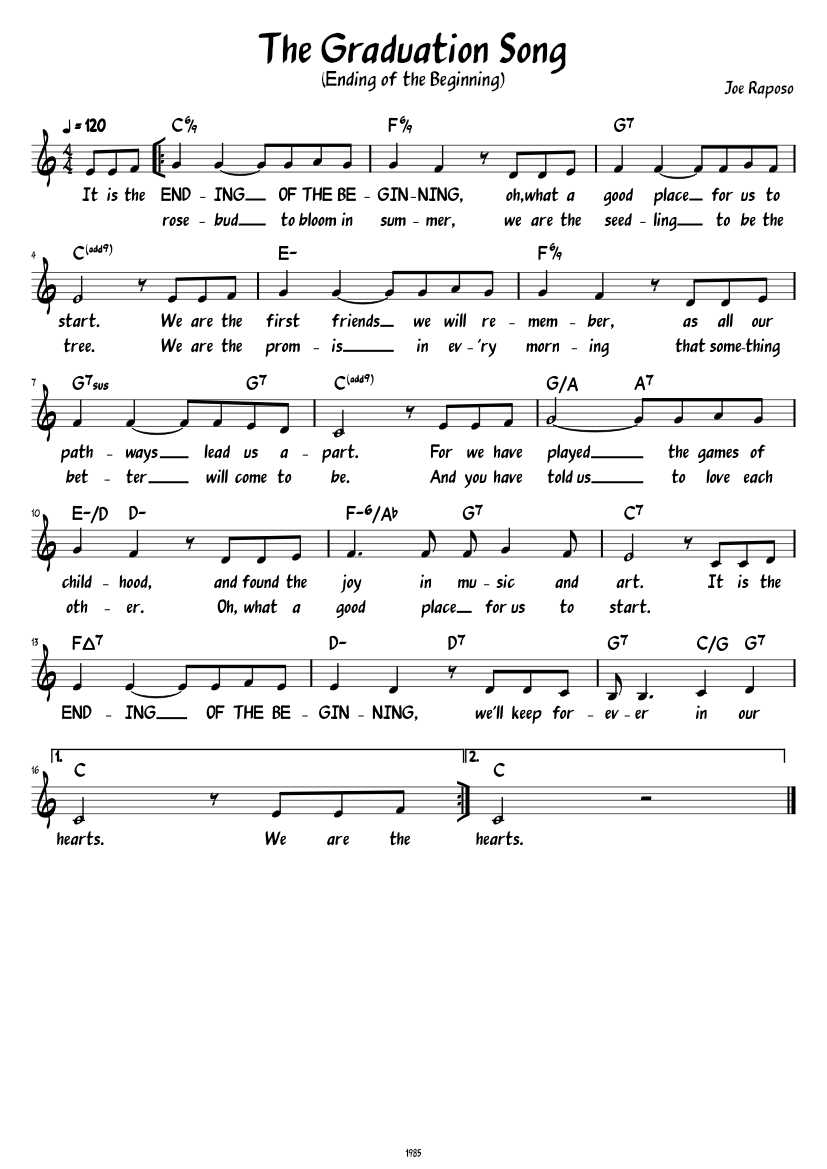 The Graduation Song (Ending of the Beginning) (Lead sheet with lyrics ...