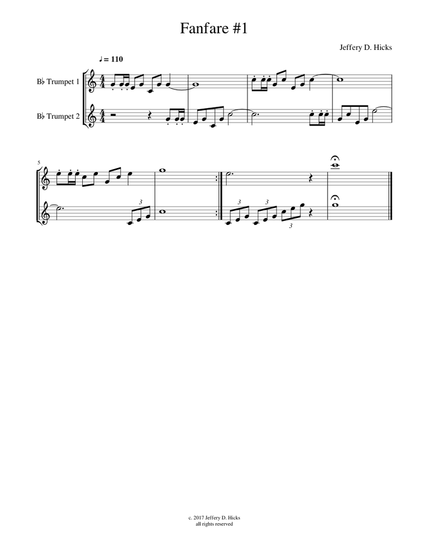 Fanfare #1 Sheet music for Trumpet in b-flat (Brass Duet) | Musescore.com