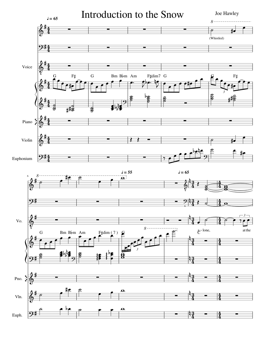 Introduction to the Snow Sheet music for Piano, Euphonium, Vocals ...