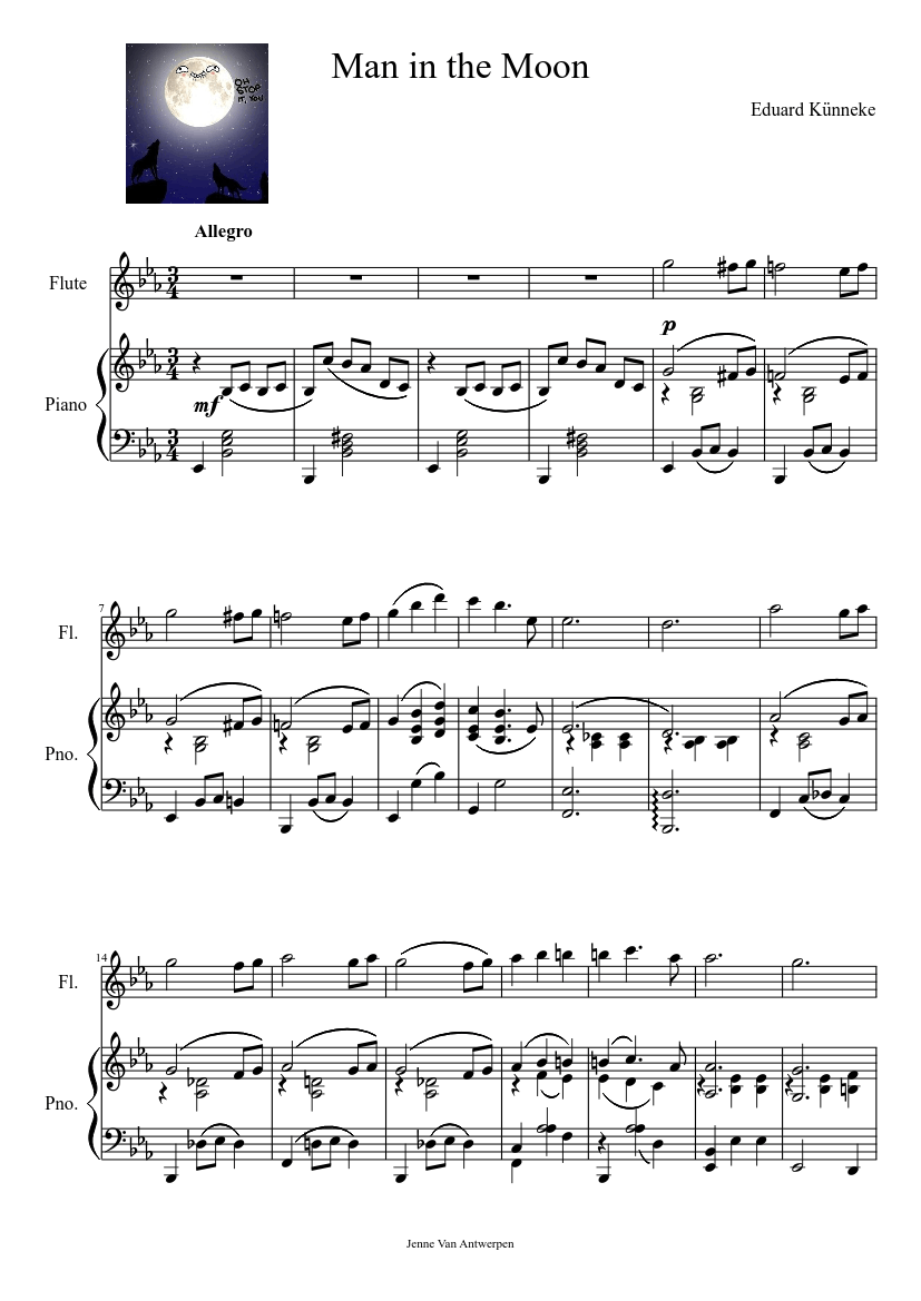 Man in the Moon Sheet music for Piano, Flute (Solo) | Musescore.com