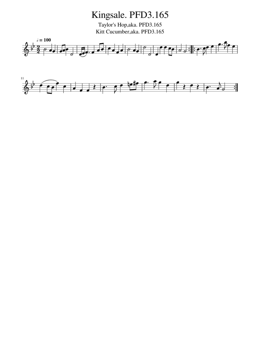 Kingsale. PFD3.165 Sheet music for Piano (Solo) Easy | Musescore.com