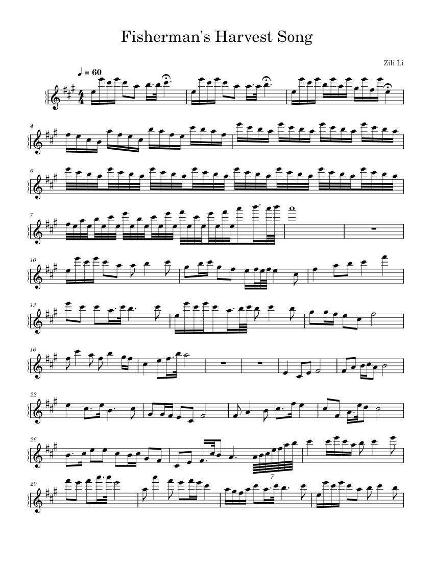 Fisherman's Harvest Song Sheet music for Violin (Solo) | Musescore.com
