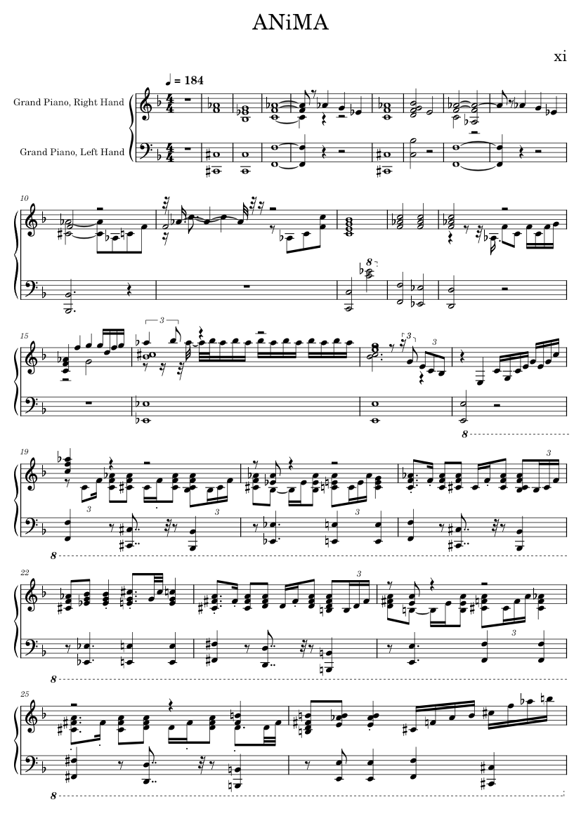 ANiMA – xi Sheet music for Piano (Solo) | Musescore.com