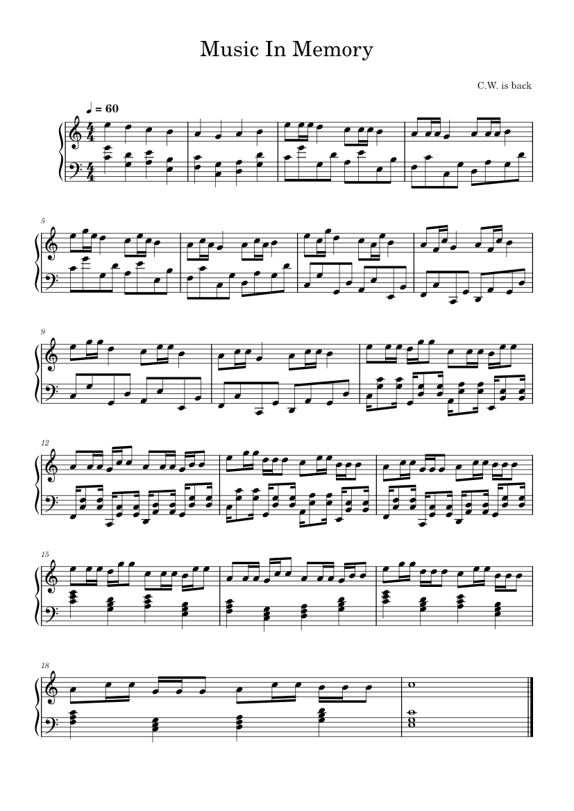 Music in memory Sheet music for Piano (Solo) | Musescore.com