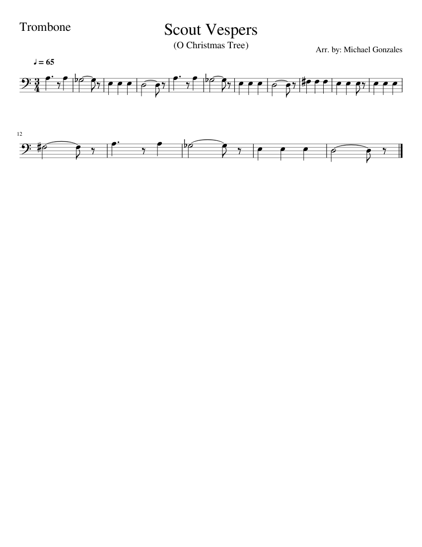 Scout Vespers - Trombone Sheet music for Trombone (Solo) | Musescore.com