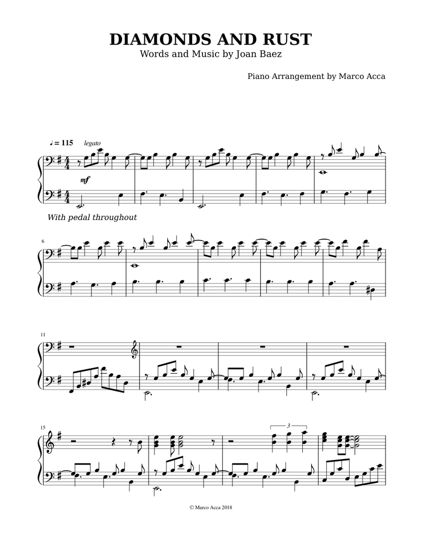 DIAMONDS AND RUST Sheet music for Piano (Solo) | Musescore.com