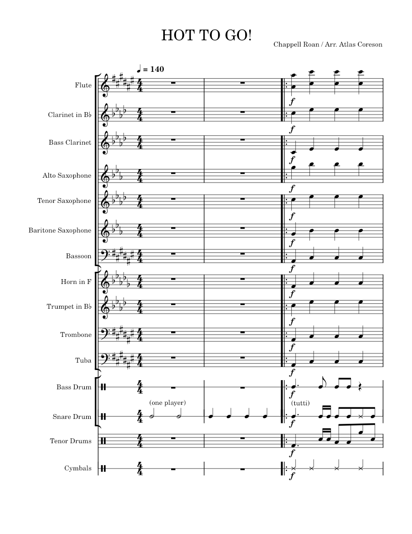"HOT TO GO! - Chappell Roan" Pep Band Arrangement (CHORUS ONLY) Sheet ...