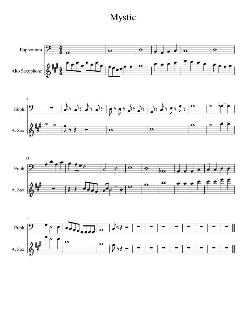 Mystic Sheet music for Euphonium, Saxophone alto (Mixed Duet ...
