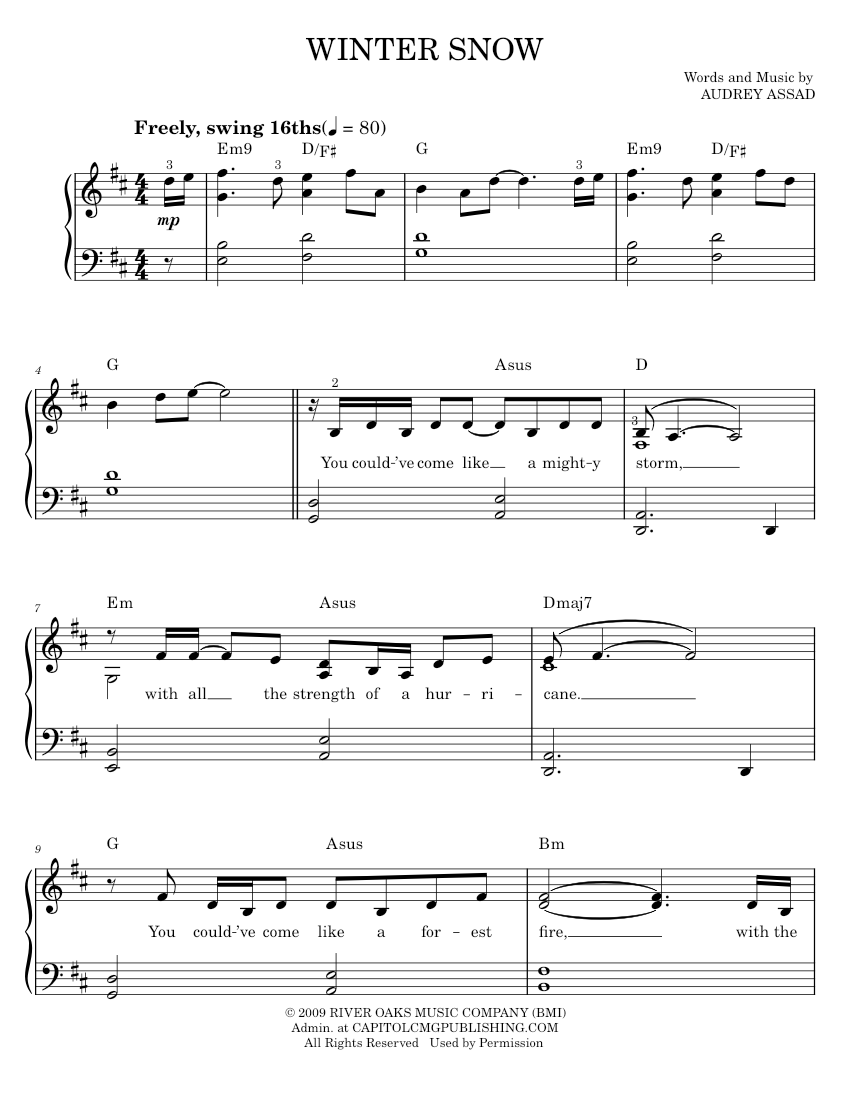 Play Official version of Winter snow sheet music by Chris Tomlin for ...