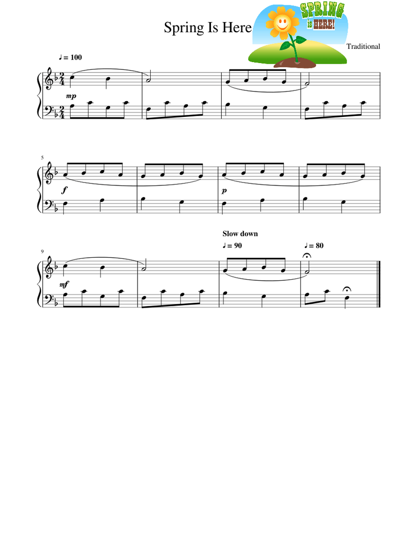 Spring Is Here - (Beginners) Sheet music for Piano (Solo) | Download ...