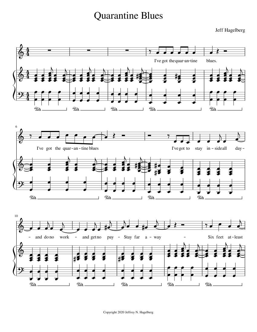 Quarantine Blues - Jeff Hagelberg Sheet music for Piano, Vocals (Piano ...