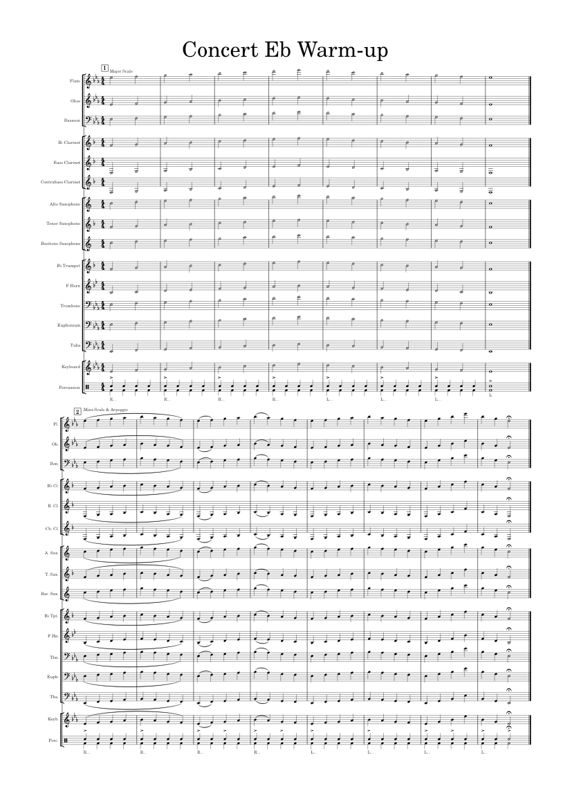Concert Eb Warm-up Sheet music for Trombone, Euphonium, Tuba, Flute ...