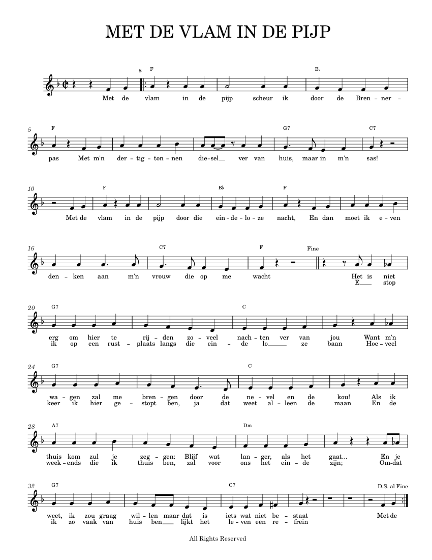 Met de vlam in de pijp_Henk Wijngaard_rp Sheet Music with Chords for ...