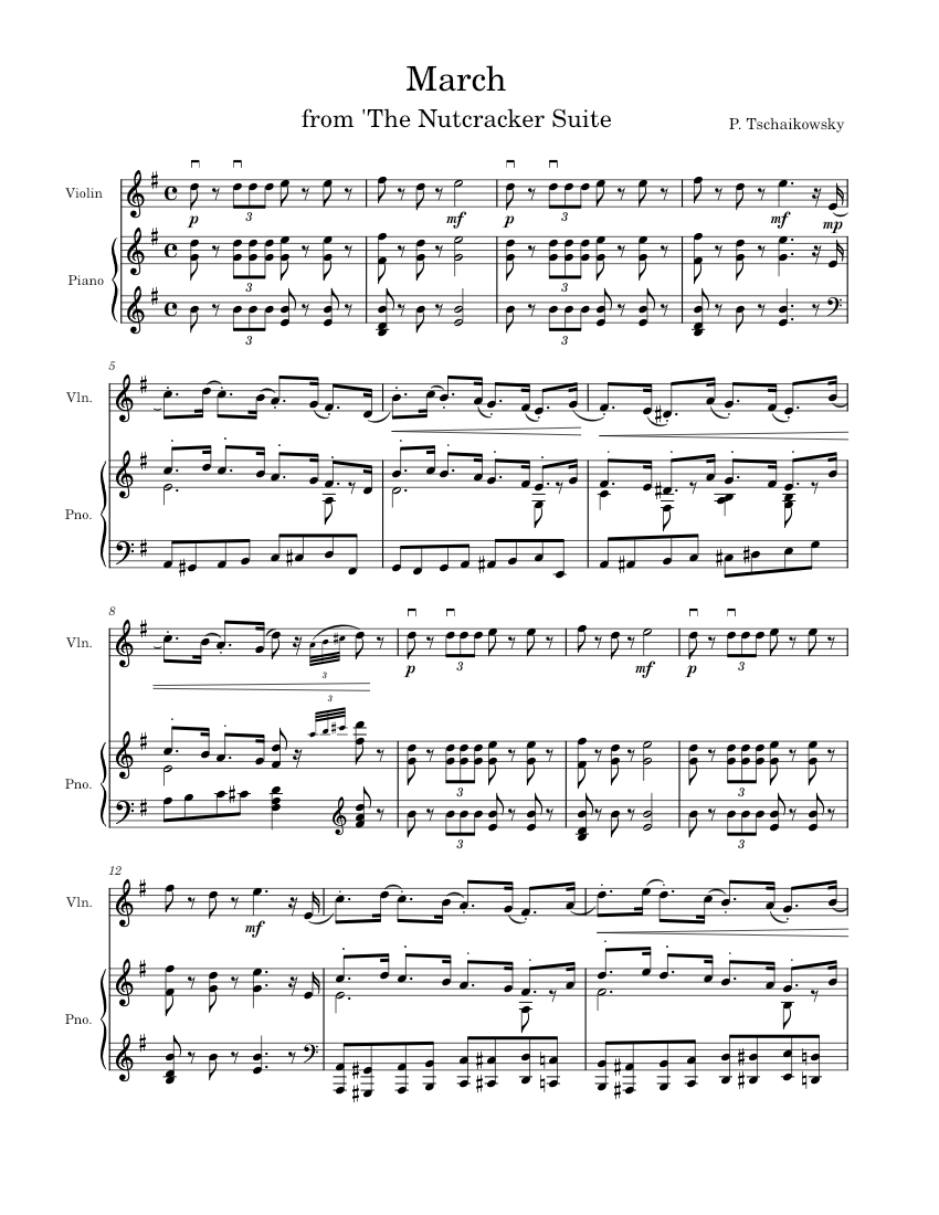 Nutcracker Suite - March – Pyotr Ilyich Tchaikovsky Sheet Music for ...