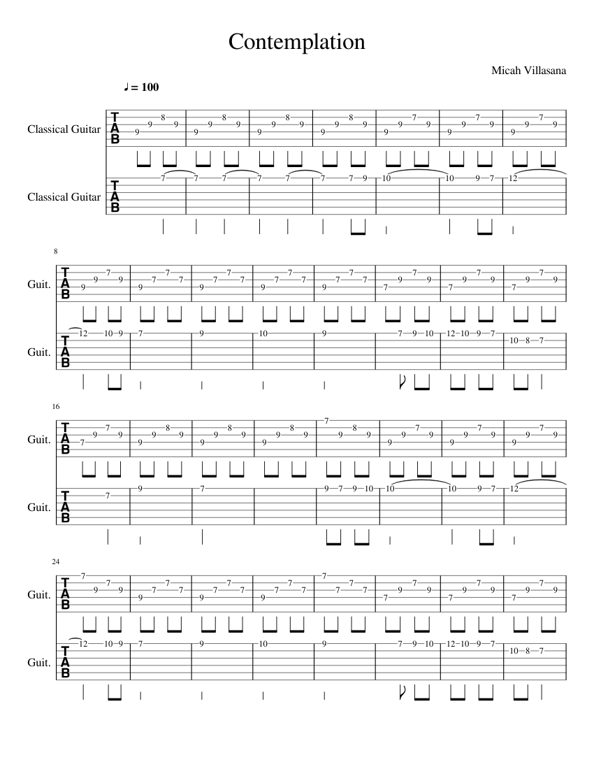 Contemplation Sheet music for Guitar (Mixed Duet) | Musescore.com