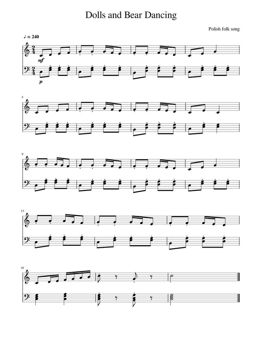 Dolls_and_Bear_Dancing Sheet music for Piano (Solo) Easy | Musescore.com