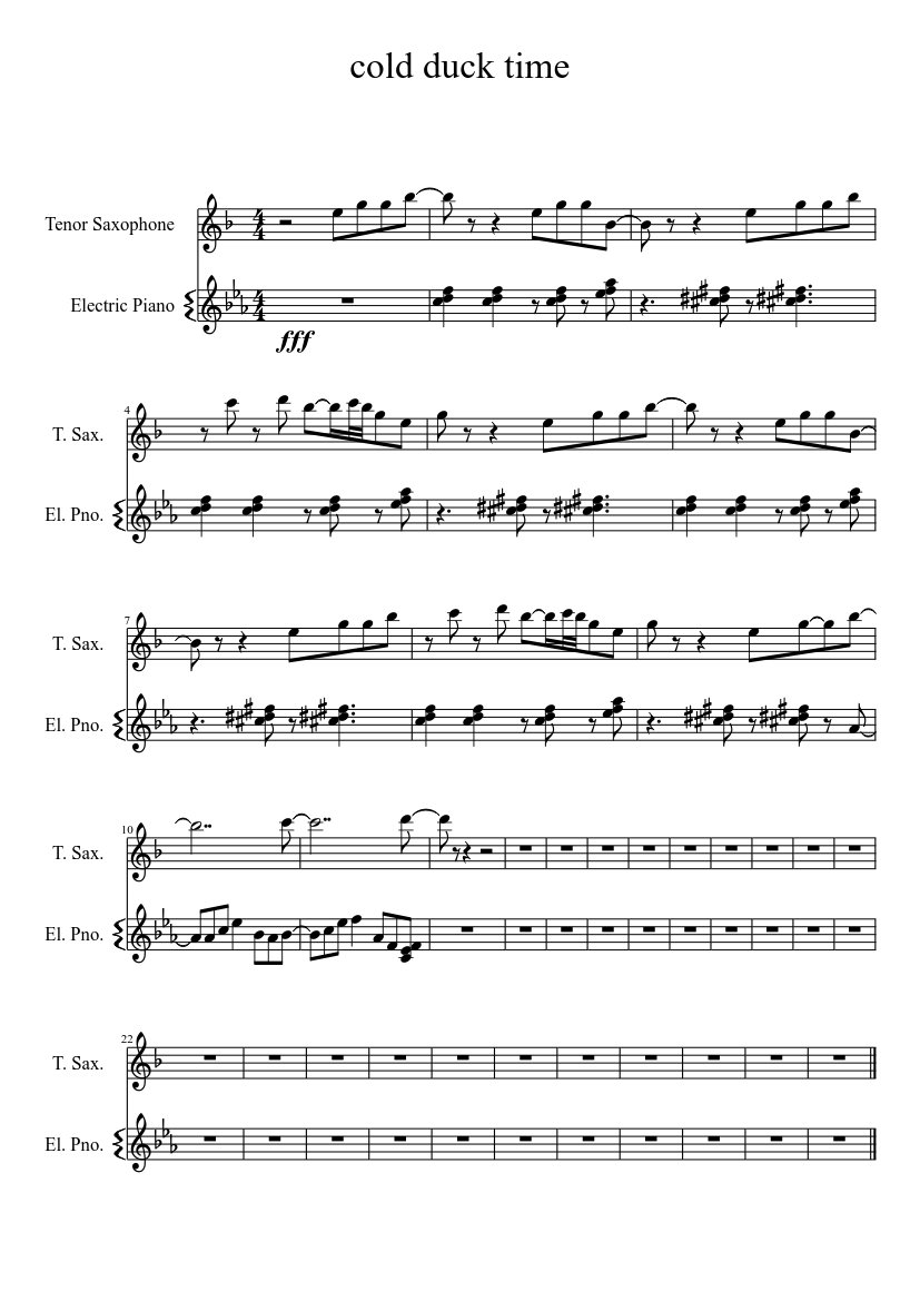 Cold Duck Time Sheet music for Piano, Saxophone tenor (Solo ...