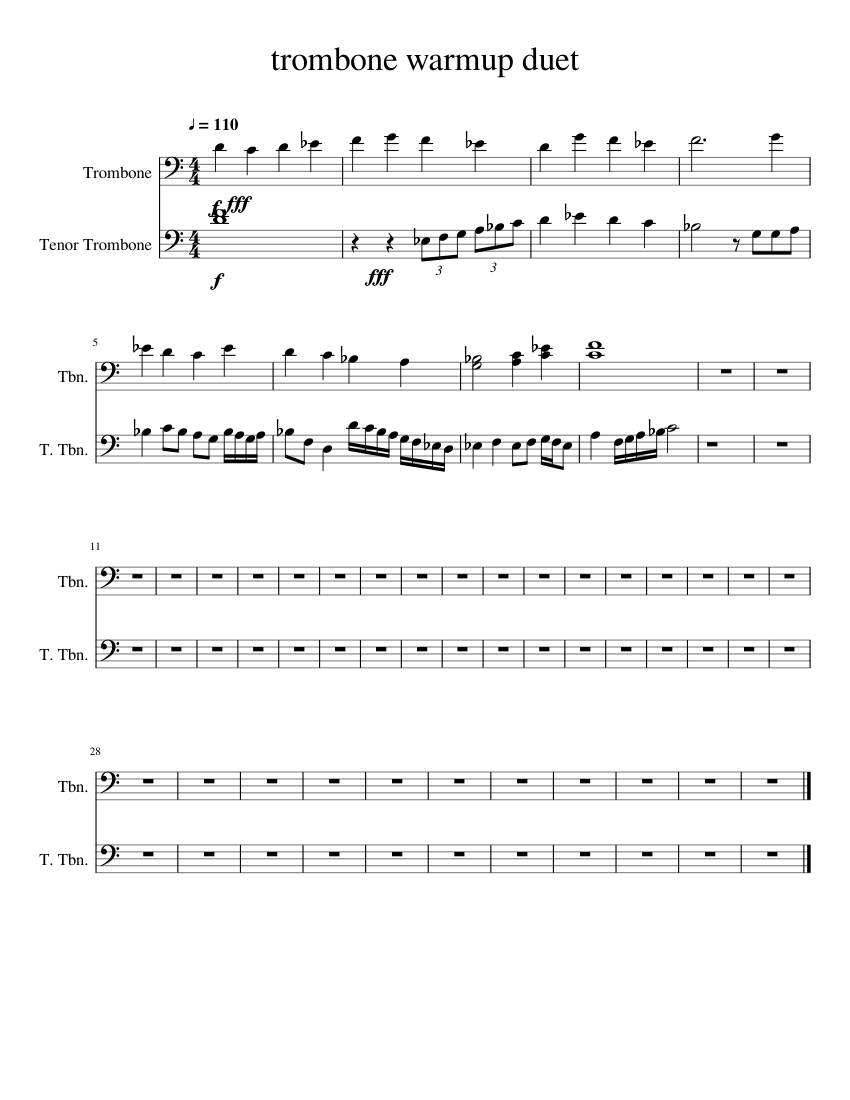 Trombone Warmup DUET Sheet music for Trombone, Trombone (Tenor) (Brass ...