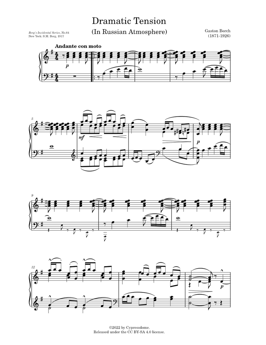Dramatic Tension - Gaston Borch Sheet music for Piano (Solo ...