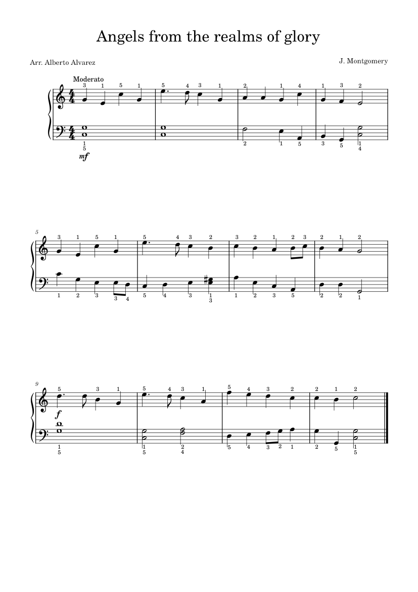 Angels from the realms of glory Sheet Music for Piano (Solo) easy ...