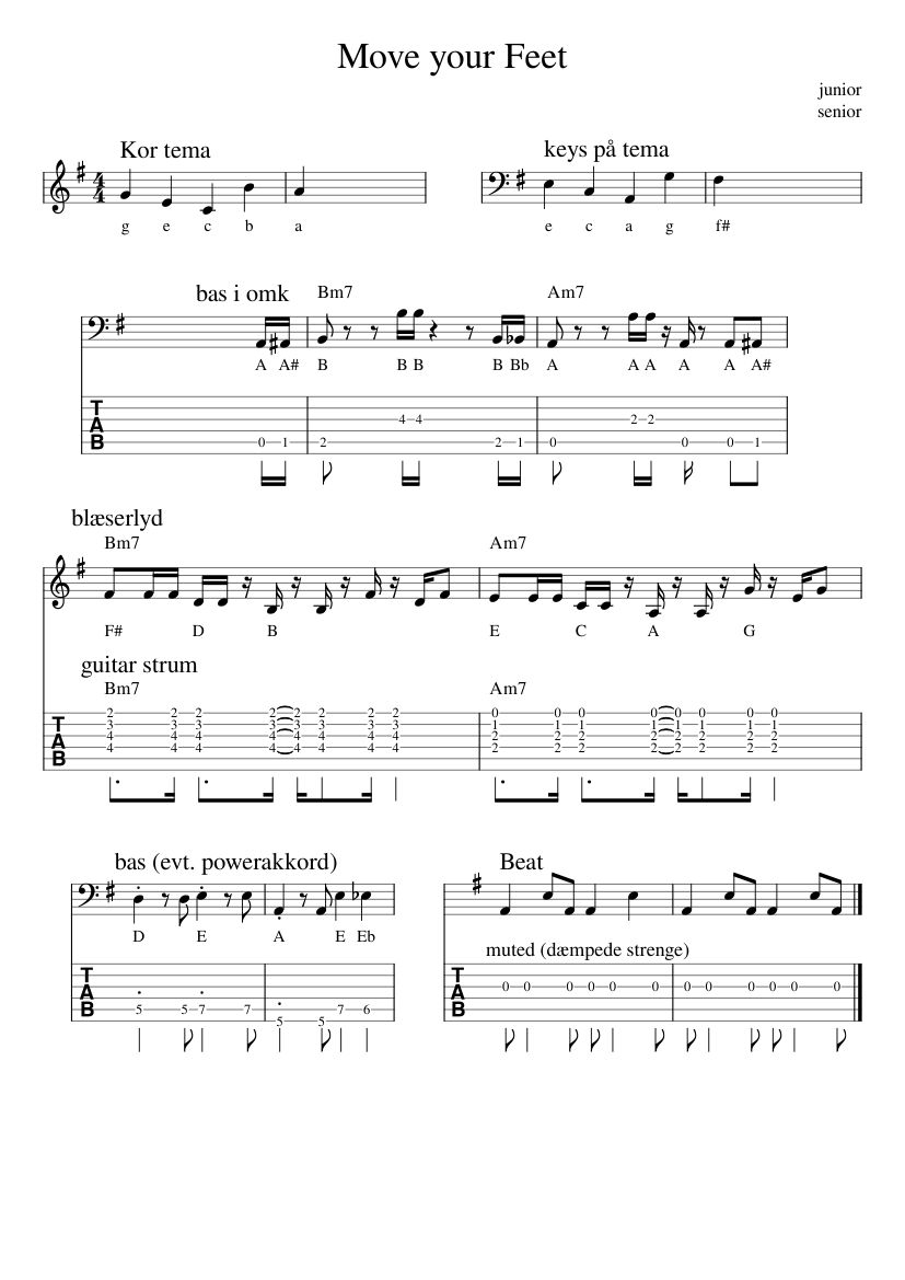 move your feet junior senior Sheet music for Guitar (Solo) | Musescore.com