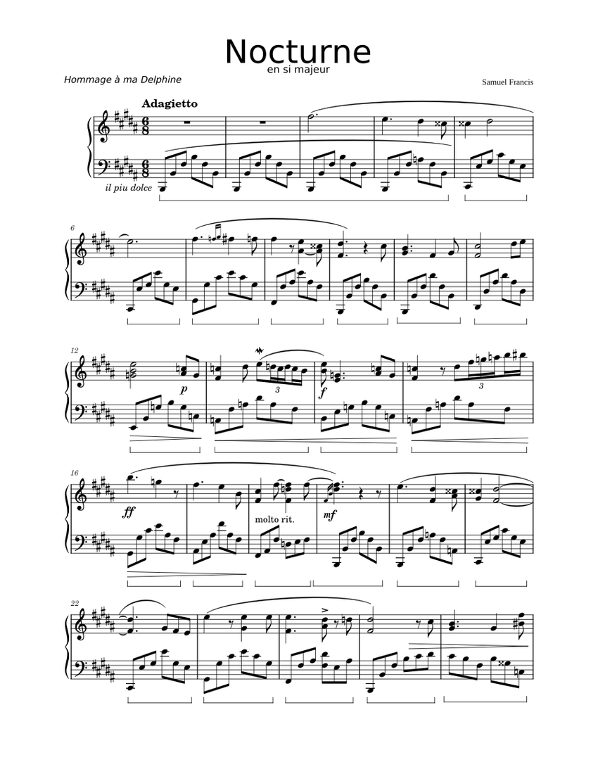Nocturne No. 1, in B Major Sheet music for Piano (Solo) | Musescore.com
