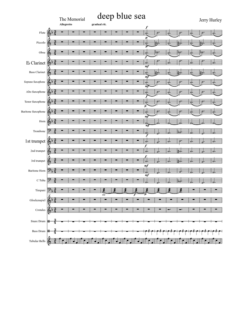 Deep Blue Sea Sheet music for Trombone, Tuba, Flute, Oboe, Timpani ...