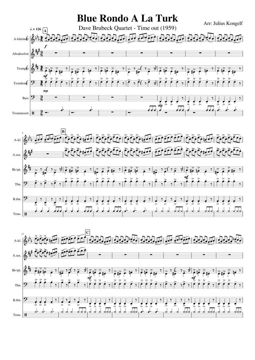 Blue Rondo A La Turk (not finished) Sheet music for Trombone, Trombone ...