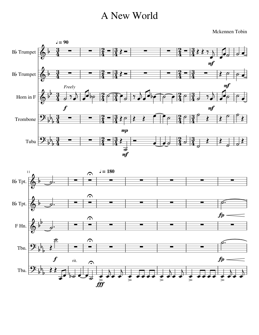 A New World Sheet music for Trombone, Tuba, Trumpet in b-flat, French ...