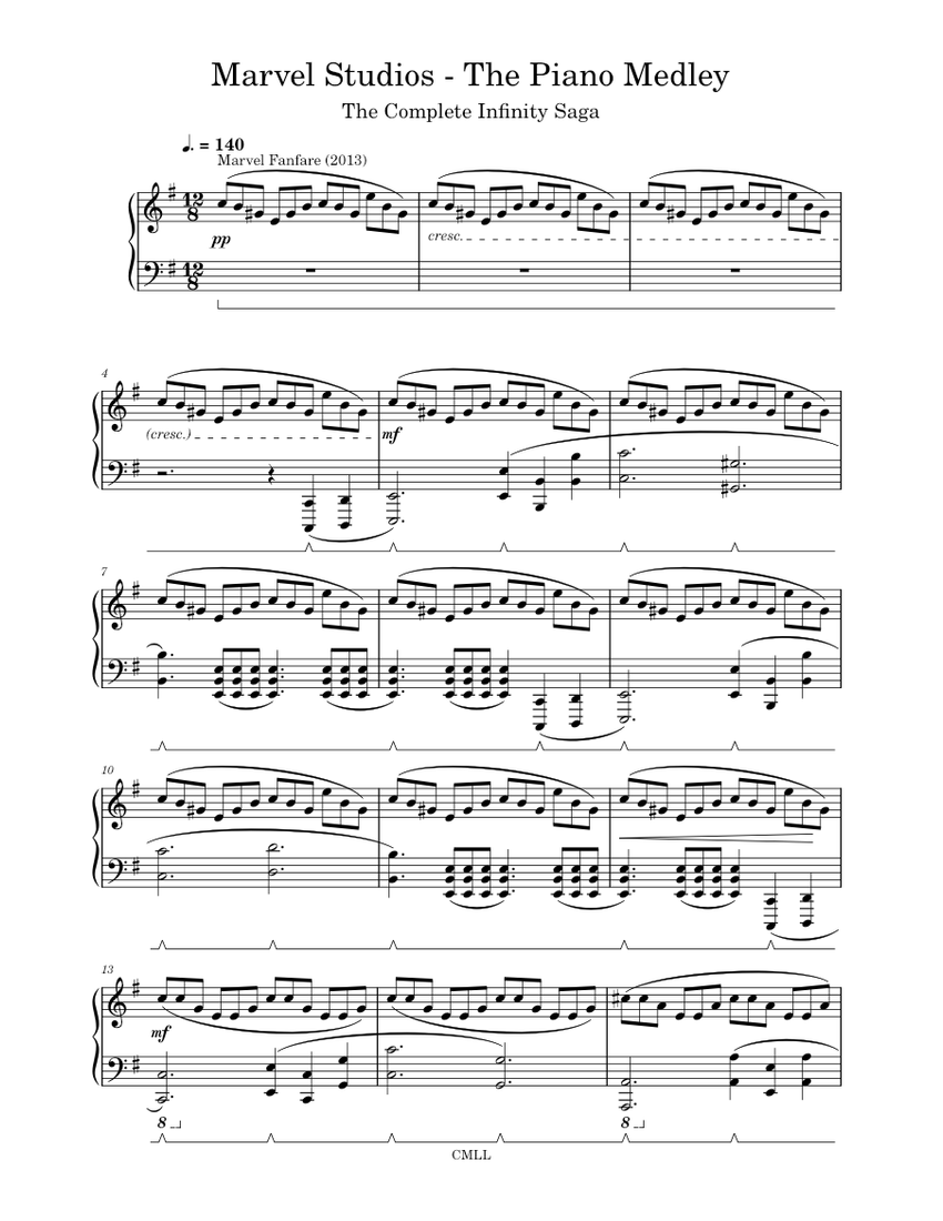 Marvel Studios - The Piano Medley Sheet music for Piano (Solo ...