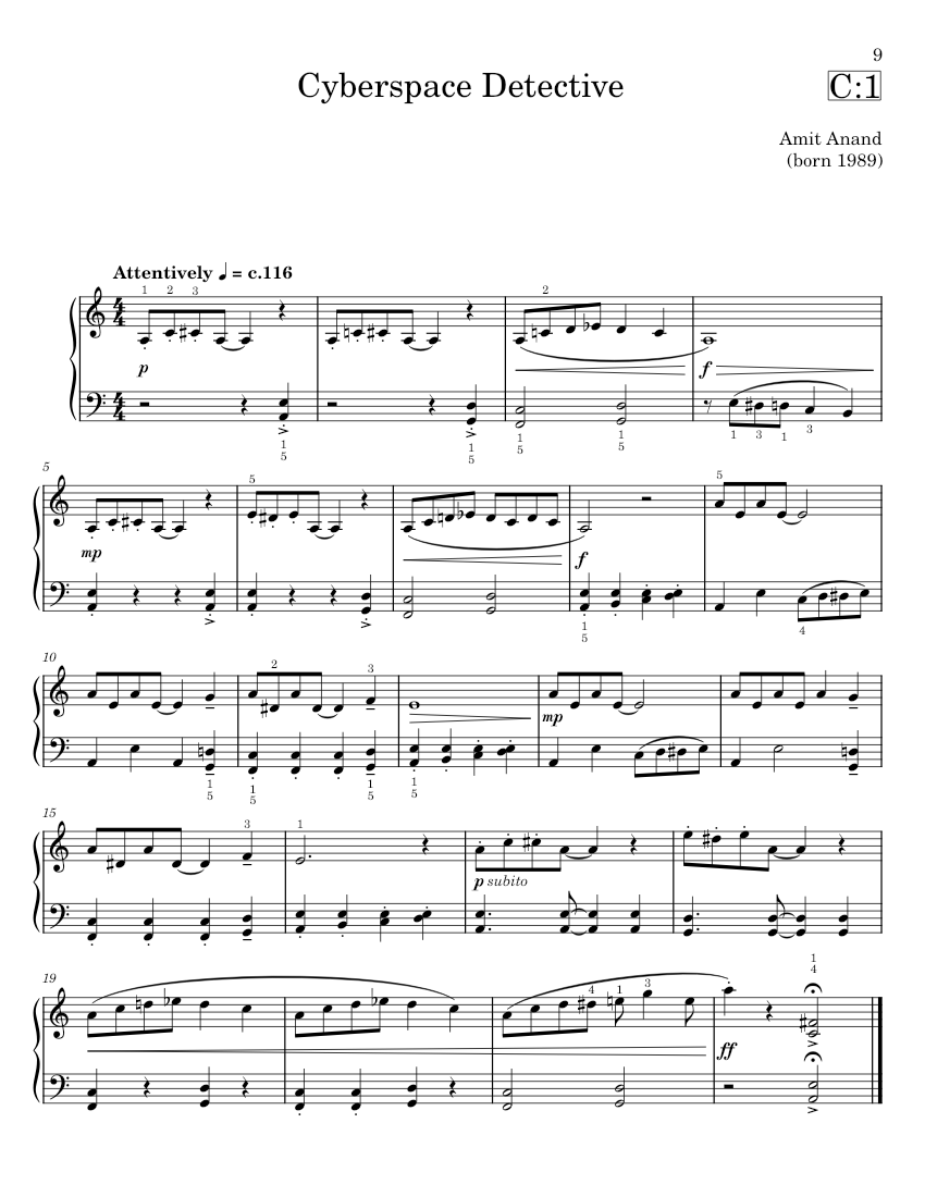 Cyberspace Detective - Amit Anand Sheet Music for Piano (Solo) Easy | MuseScore.com