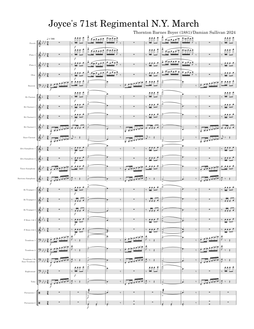 Joyce's 71st N.Y. Regimental March – Thornton Barnes Boyer Sheet music ...