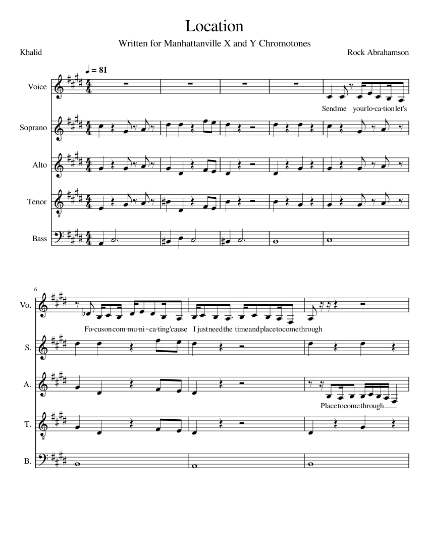 Location Sheet music for Soprano, Alto, Tenor, Bass voice & more ...