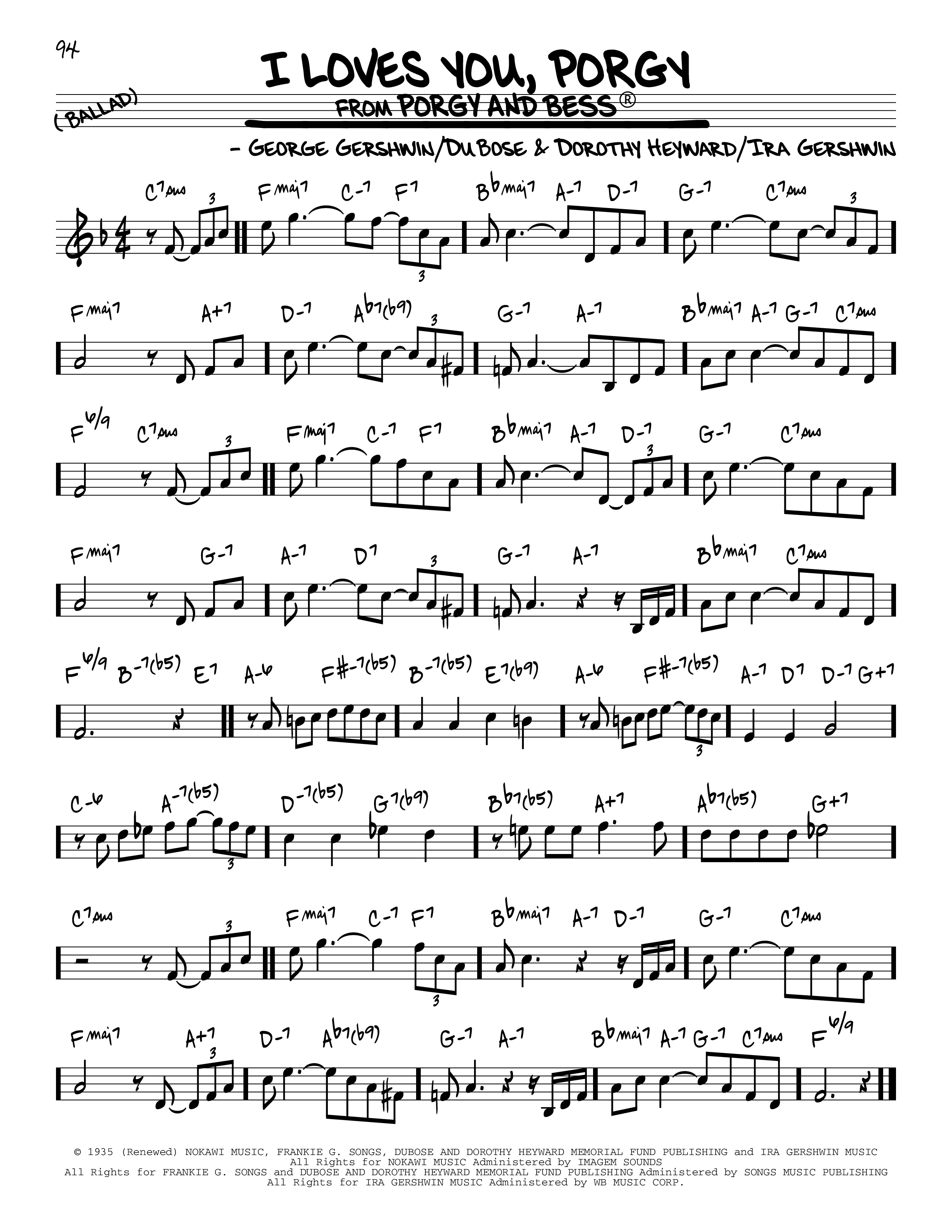 Play Official version of I loves you porgy Sheet Music by George ...