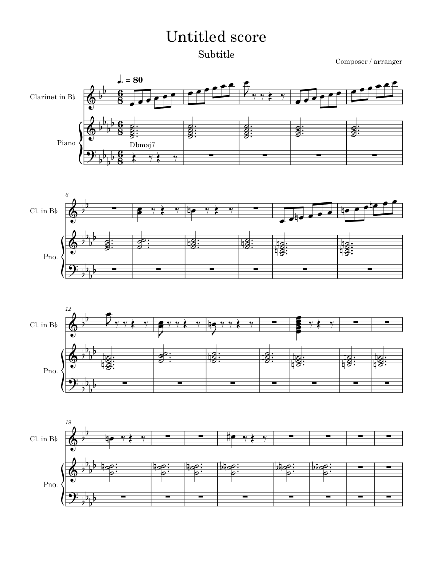 solo Sheet music for Piano, Clarinet other (Solo) | Musescore.com
