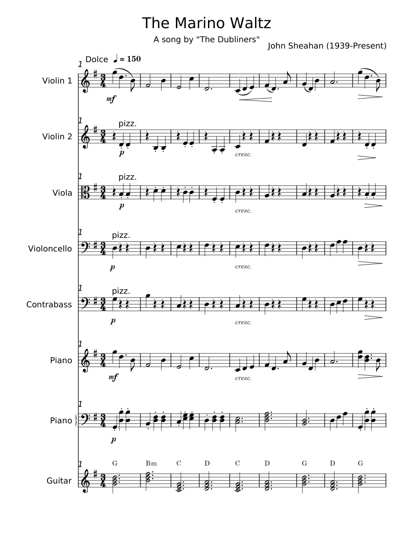 The Marino Waltz - The Dubliners Sheet Music with Chords for Piano ...