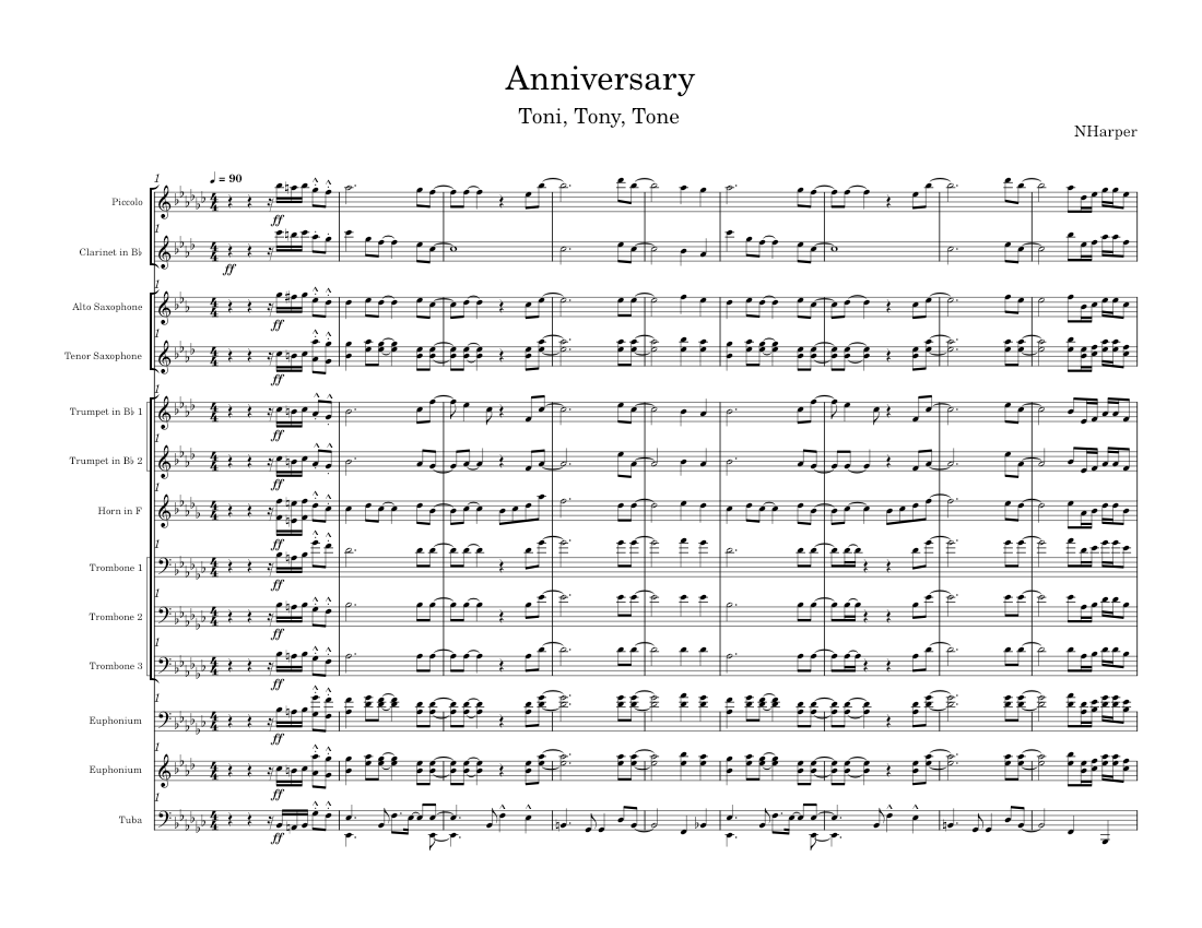 Anniversary Tony! Toni! Tone! Sheet Music for Trombone, Tuba, Oboe ...
