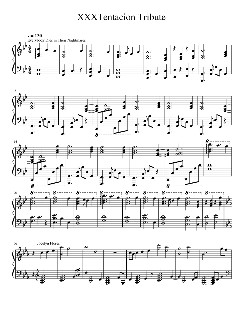 XXXTENTACION Tribute Sheet Music for Piano (Solo) | MuseScore.com
