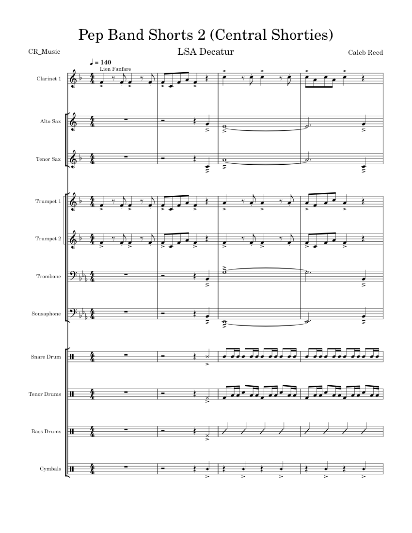 Pep Band Shorts 2 (Central Shorties) Sheet Music for Trombone, Tuba ...