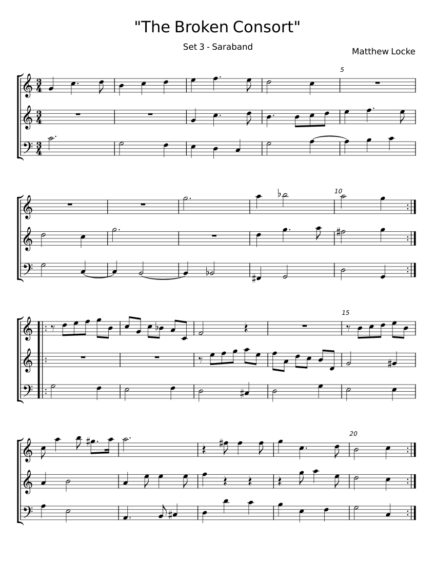 The Broken Consort - Matthew Locke Sheet music | Musescore.com