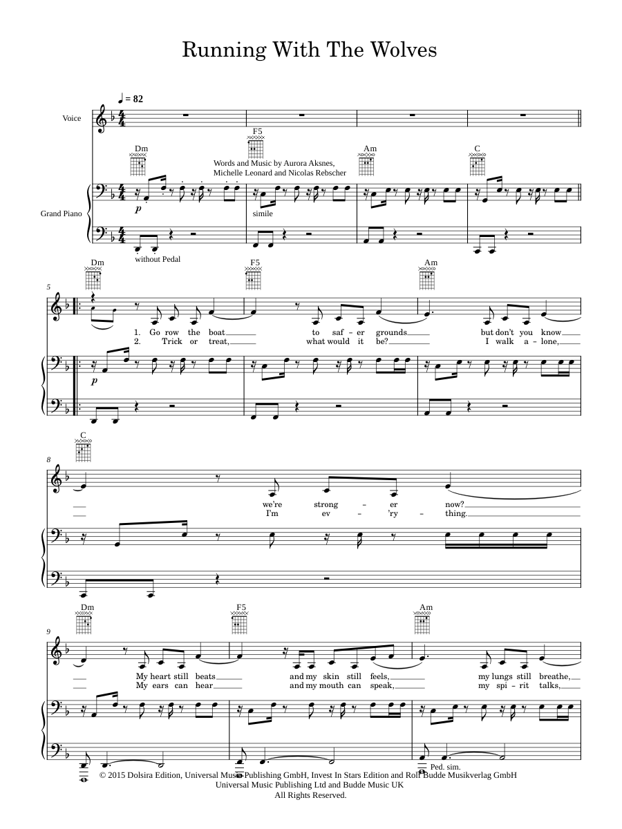running with the wolves Sheet music for Piano, Vocals by AURORA ...